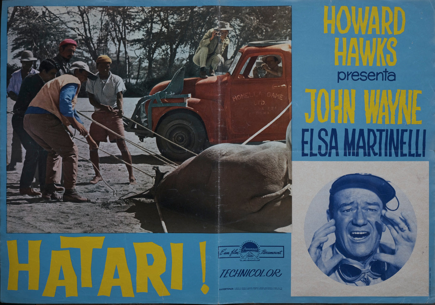 Hatari! 1962, Howard Hawks con John Wayne, Elsa Martinelli, Hardy Krüger